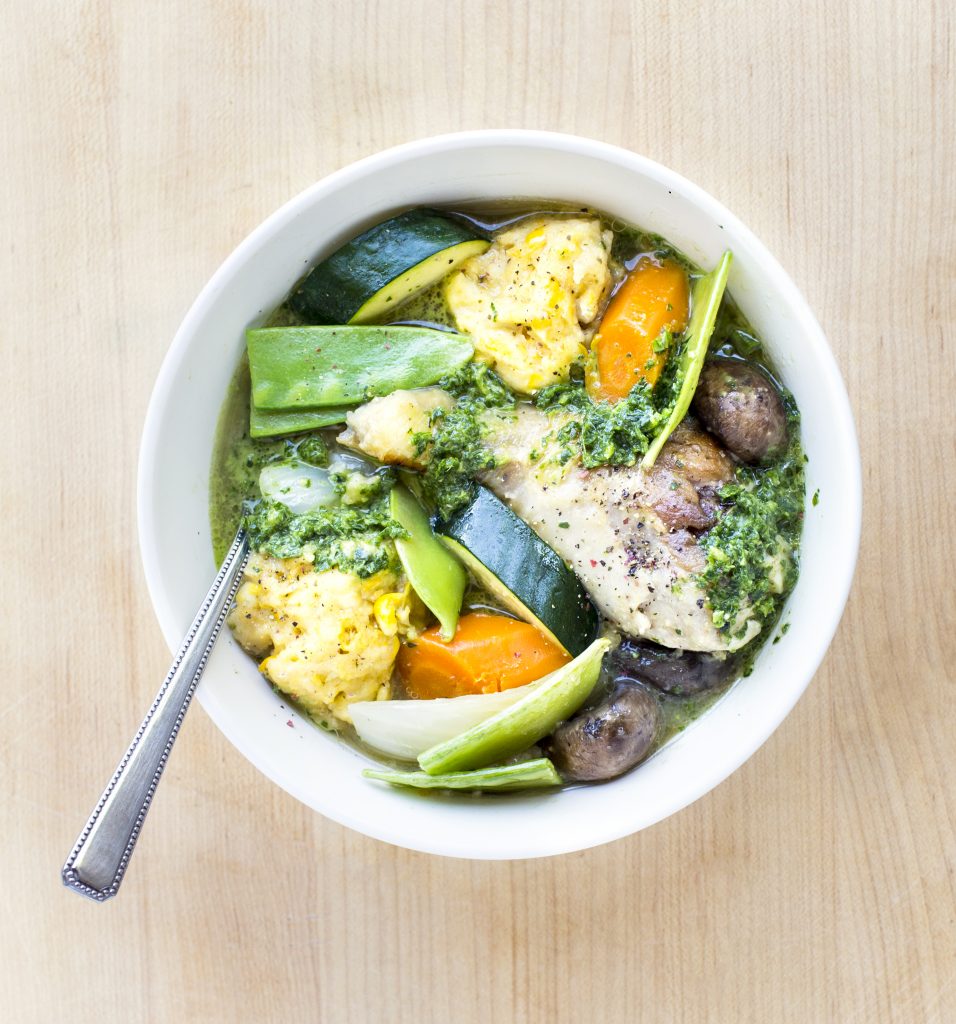 Chicken with Fall Vegetable Ragout and Fresh Corn Dumplings | Basics